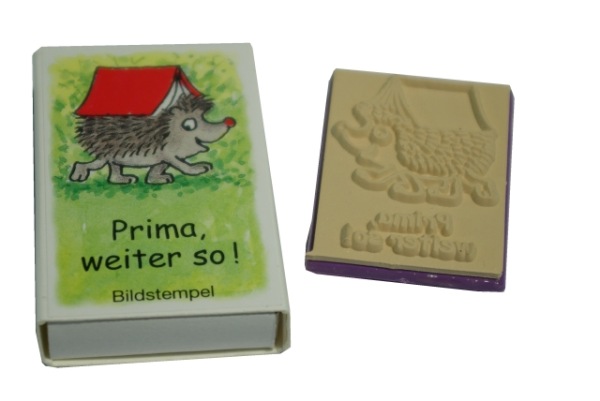 Lehrerstempel "Prima, weiter so!" (Motiv: Igel)