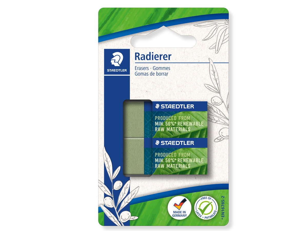 2 Radierer NATURAL (65 x 23 x 13 mm)